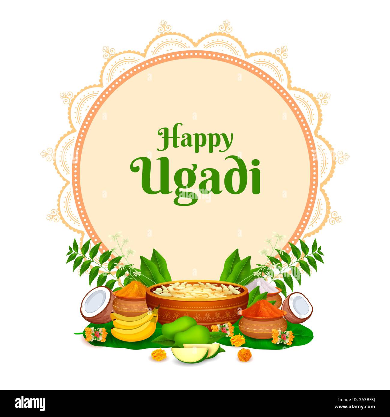 illustration of Ugadi traditional festival holiday background for the ...
