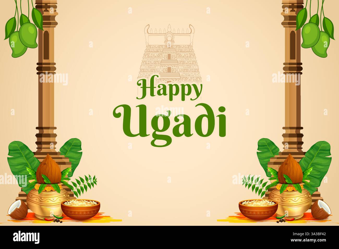 illustration of Ugadi traditional festival holiday background for the ...