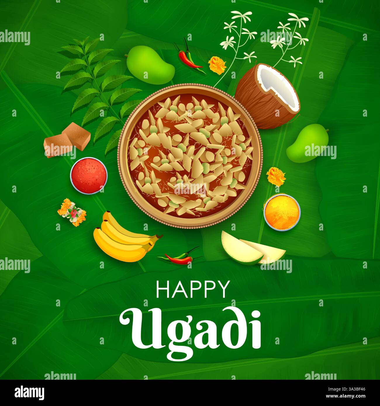 illustration of Ugadi traditional festival holiday background for the ...