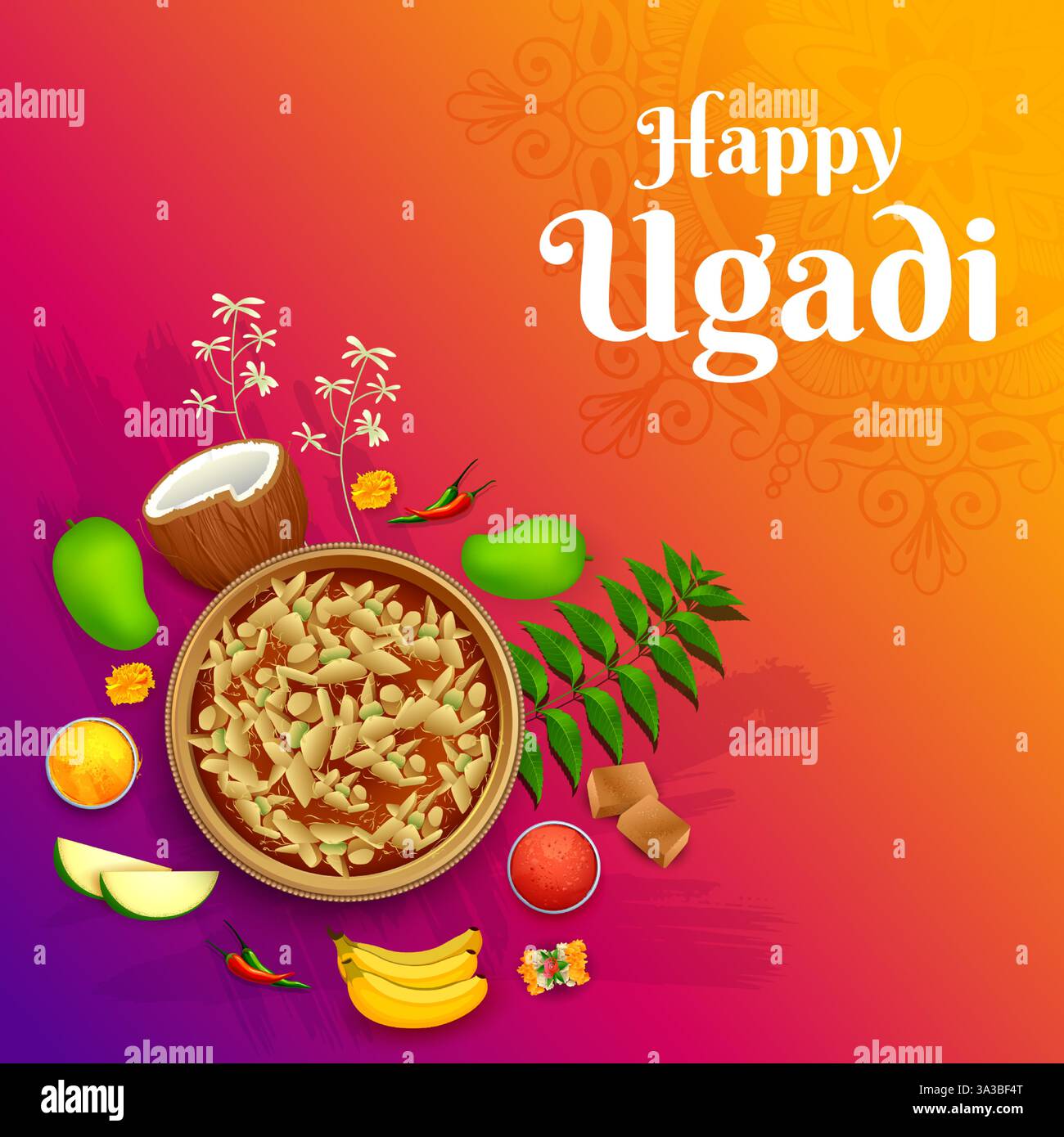illustration of Ugadi traditional festival holiday background for the ...