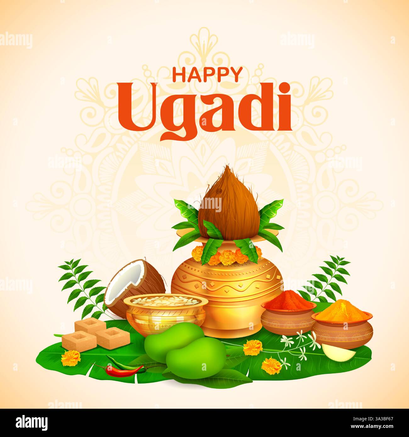 illustration of Ugadi traditional festival holiday background for the ...