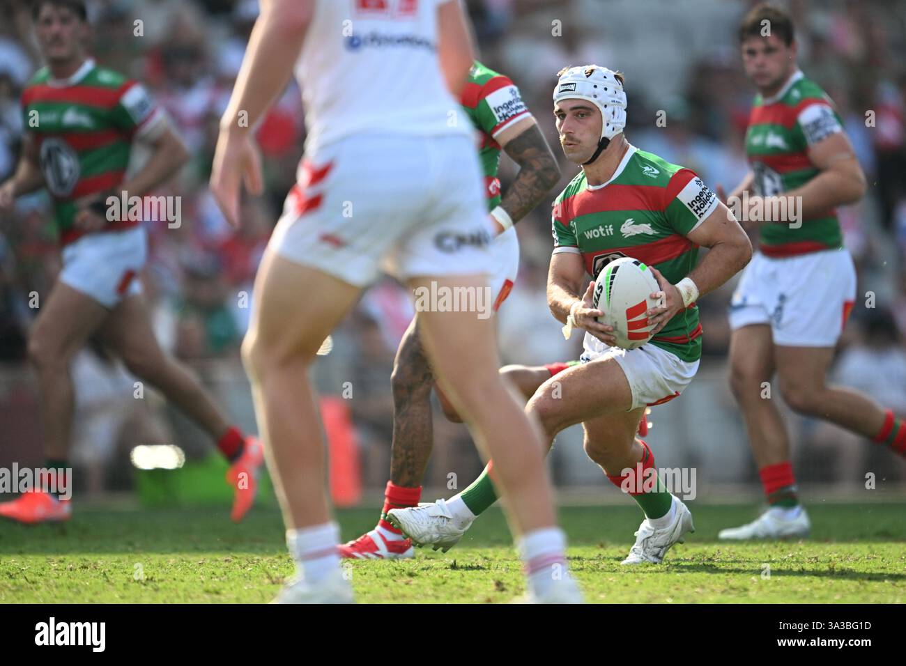 Wollongong, Australia. 15th Mar, 2025. Jye Gray of the Rabbitohs during ...