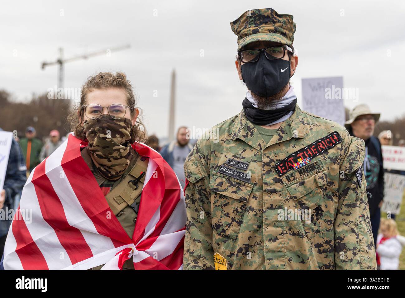 Washington DC, USA. 14th Mar, 2025. Demonstrators poses for photographs ...