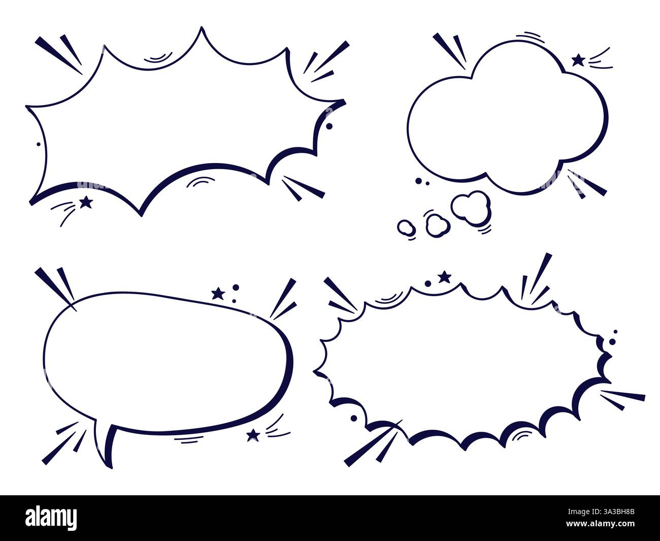 Black and white Speech bubbles. Empty four clouds Stock Vector Image ...