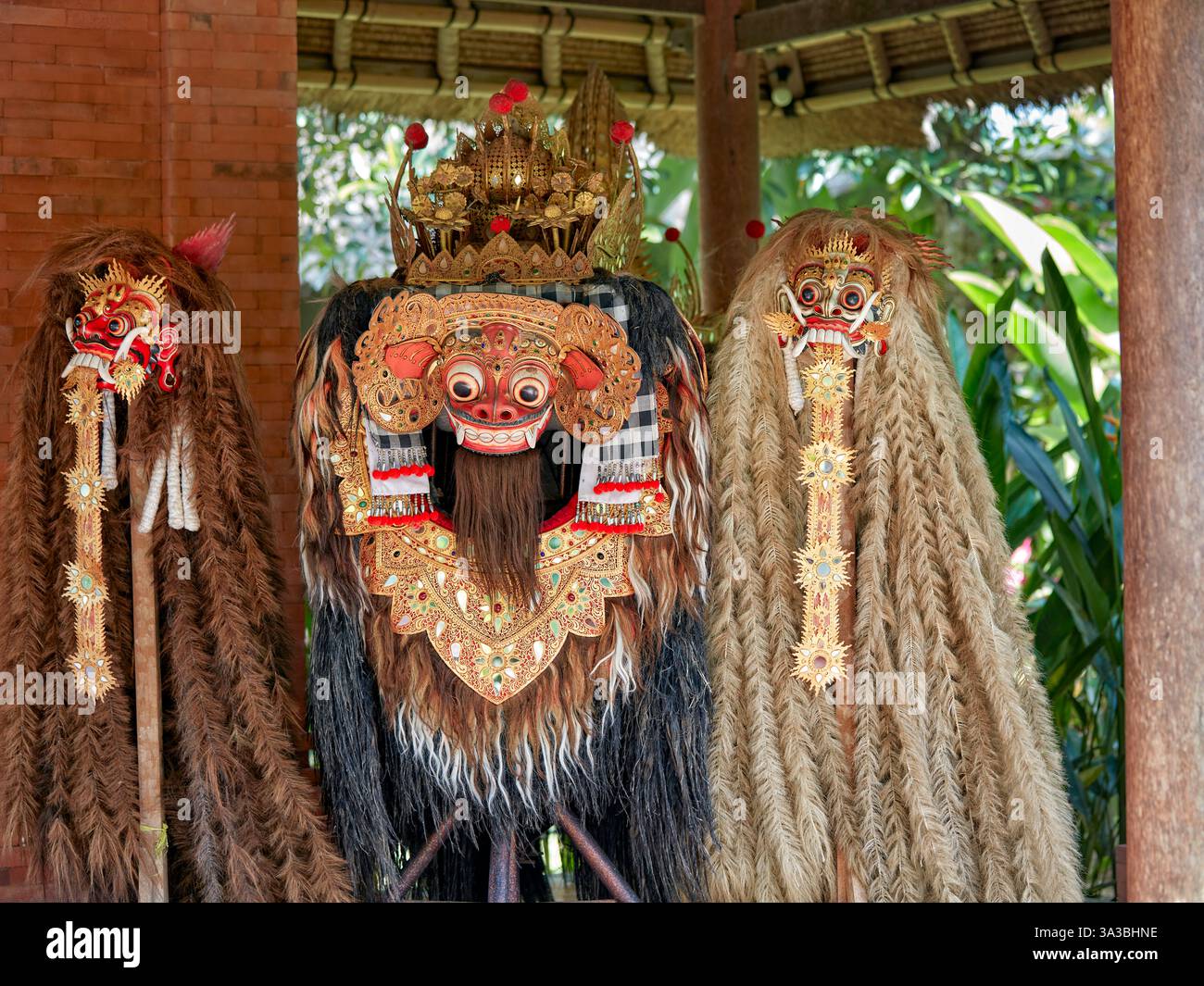 Barong (center) and Rangda (right) masks for traditional Balinese ...