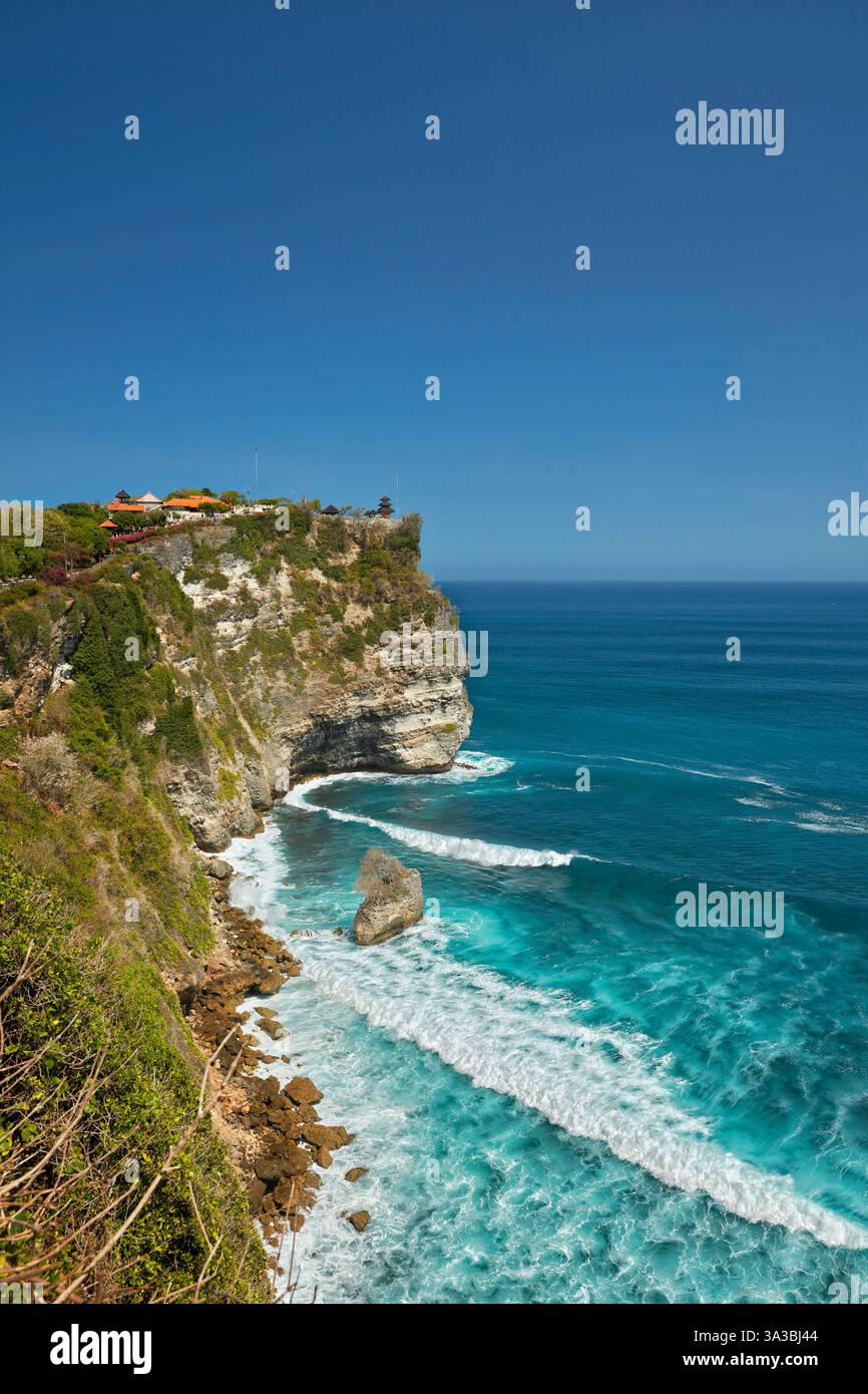 Elevated view of the iconic Uluwatu cliffs at Uluwatu Temple. Bukit peninsula, Bali, Indonesia ...