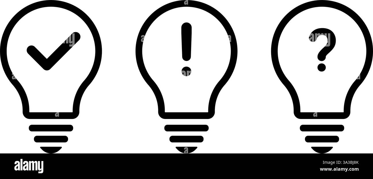 Question attention check mark light bulb icon set Stock Vector Image ...