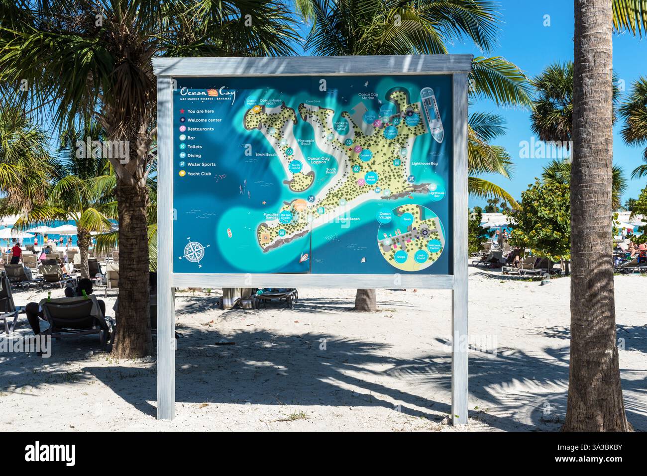 Ocean Cay MSC Marine Reserve, The Bahamas - April 6, 2024: Map of the ...