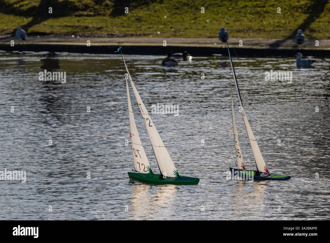 International One Metre class yacht racing Portishead lake grounds ...