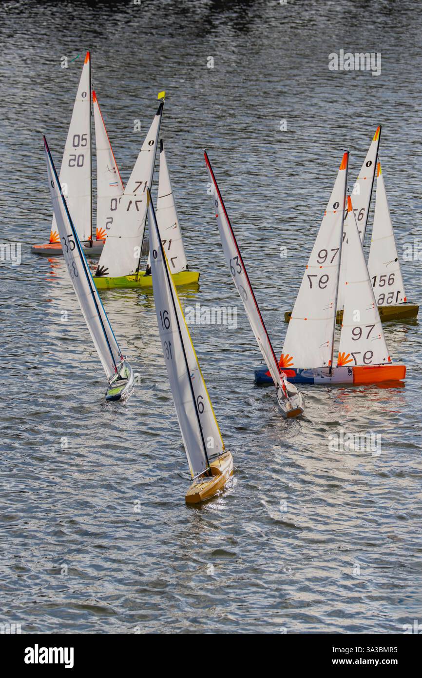 International One Metre class yacht racing Portishead lake grounds ...