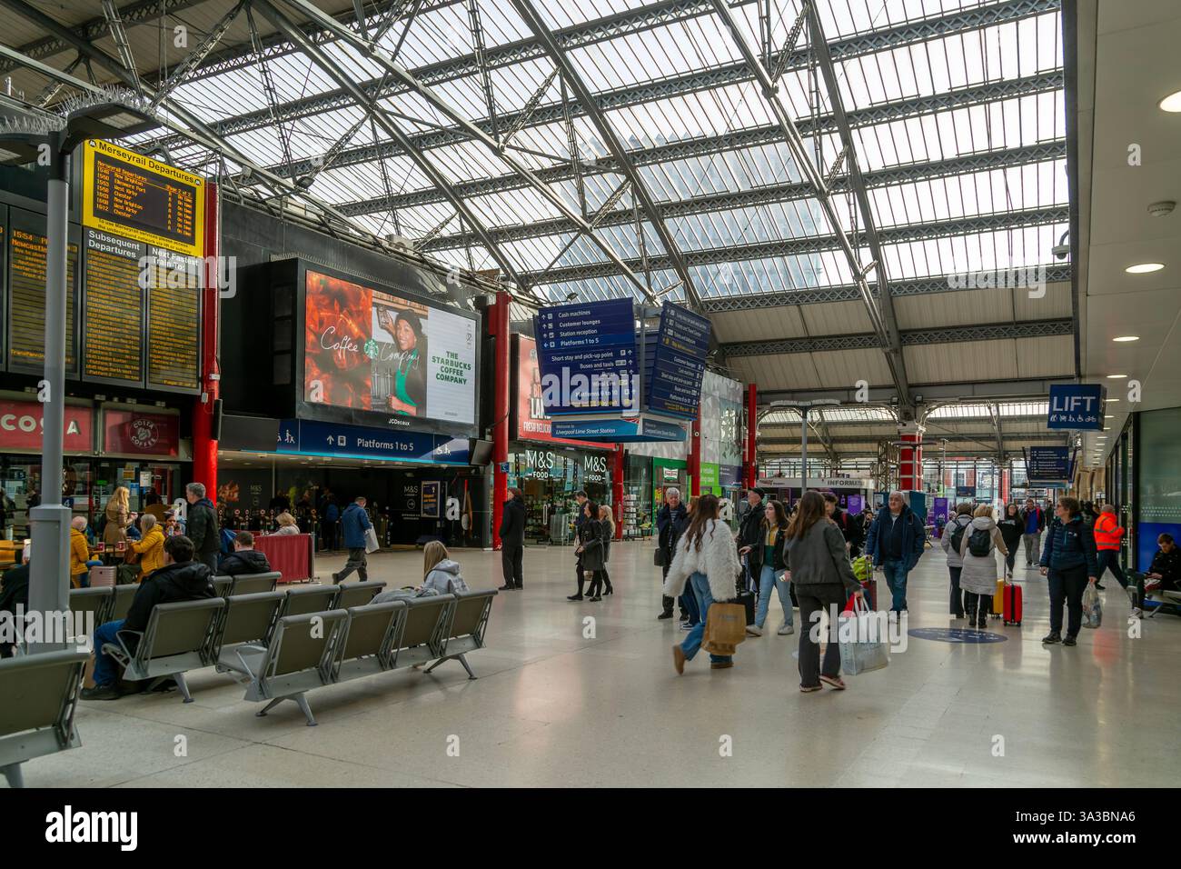 People in concourse area of Lime Street railway station, Liverpool ...