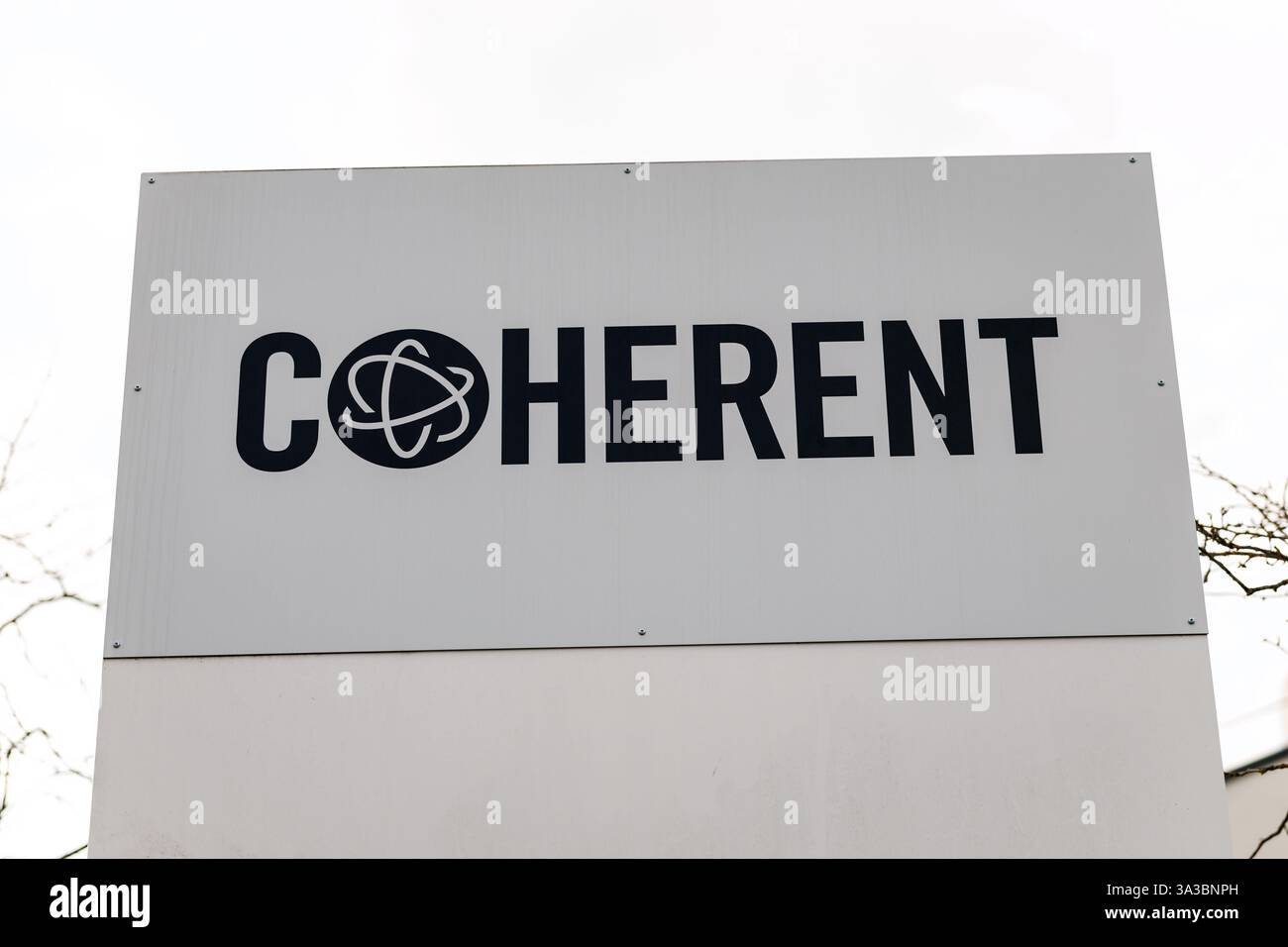 10 March 2025, Bavaria, Gilching Bei München: The lettering and logo of ...