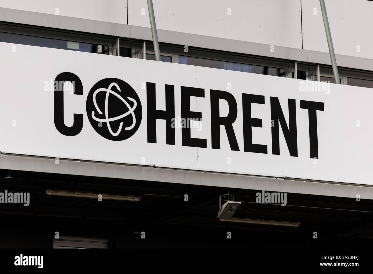 10 March 2025, Bavaria, Gilching Bei München: The lettering and logo of ...
