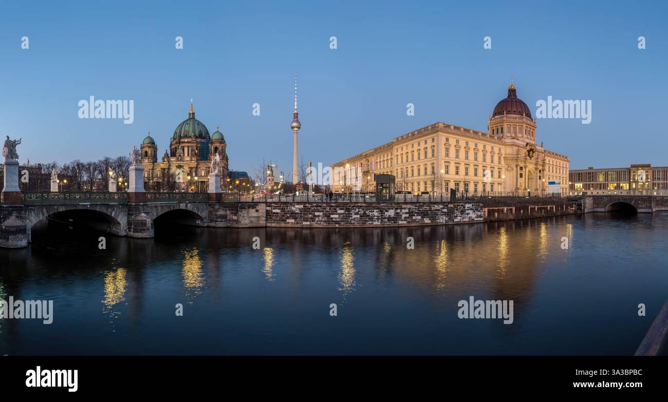 Panorama of the Berlin Cathedral, the famous TV Tower and the rebuilt ...