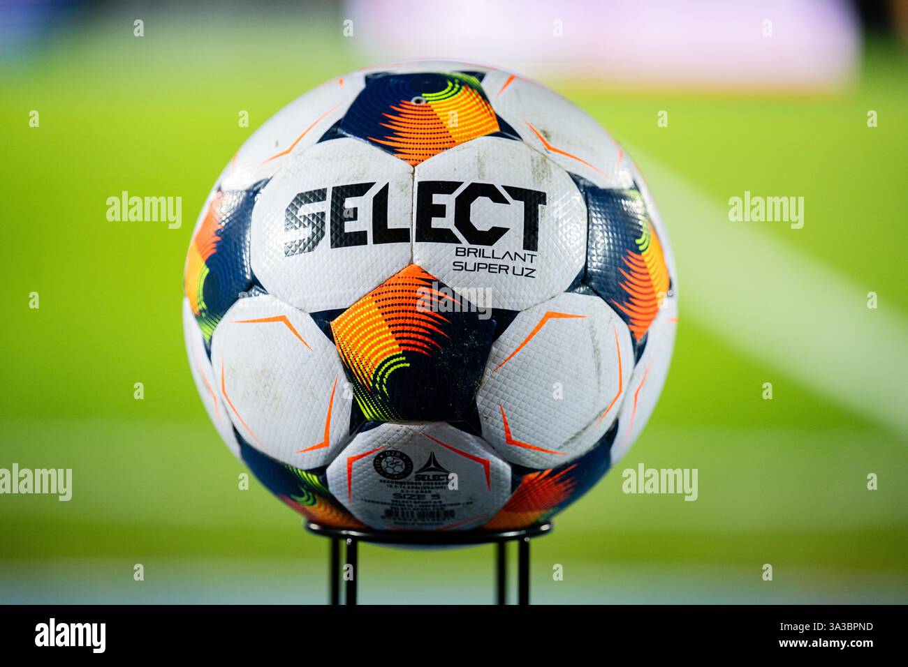 Hvidovre, Denmark. 14th Mar, 2025. The match ball from Select is ready ...