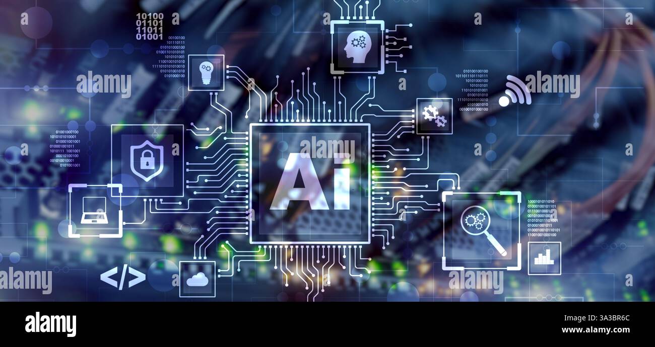 Artificial Intelligence Processor Concept. Abstract server background Stock Photo - Alamy