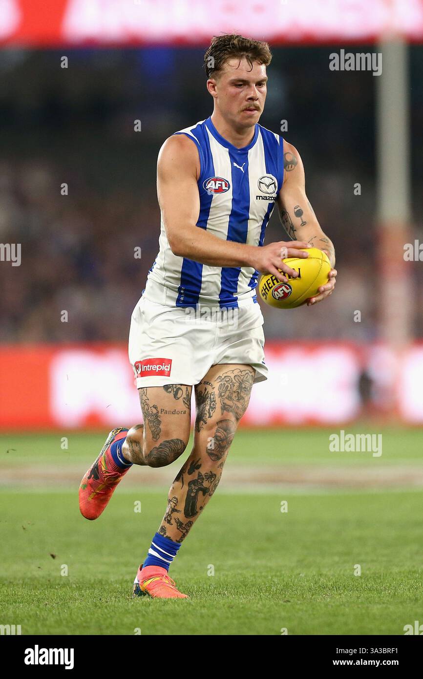 Melbourne, Australia. 15th Mar, 2025. Cameron Zurhaar of the Kangaroos ...
