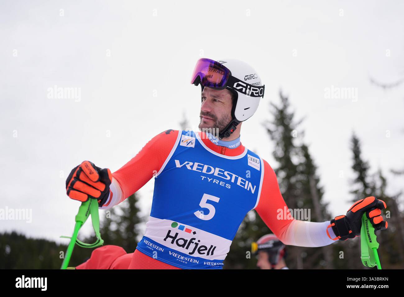 Switzerland's Thomas Tumler concentrates ahead of an alpine ski, men's ...