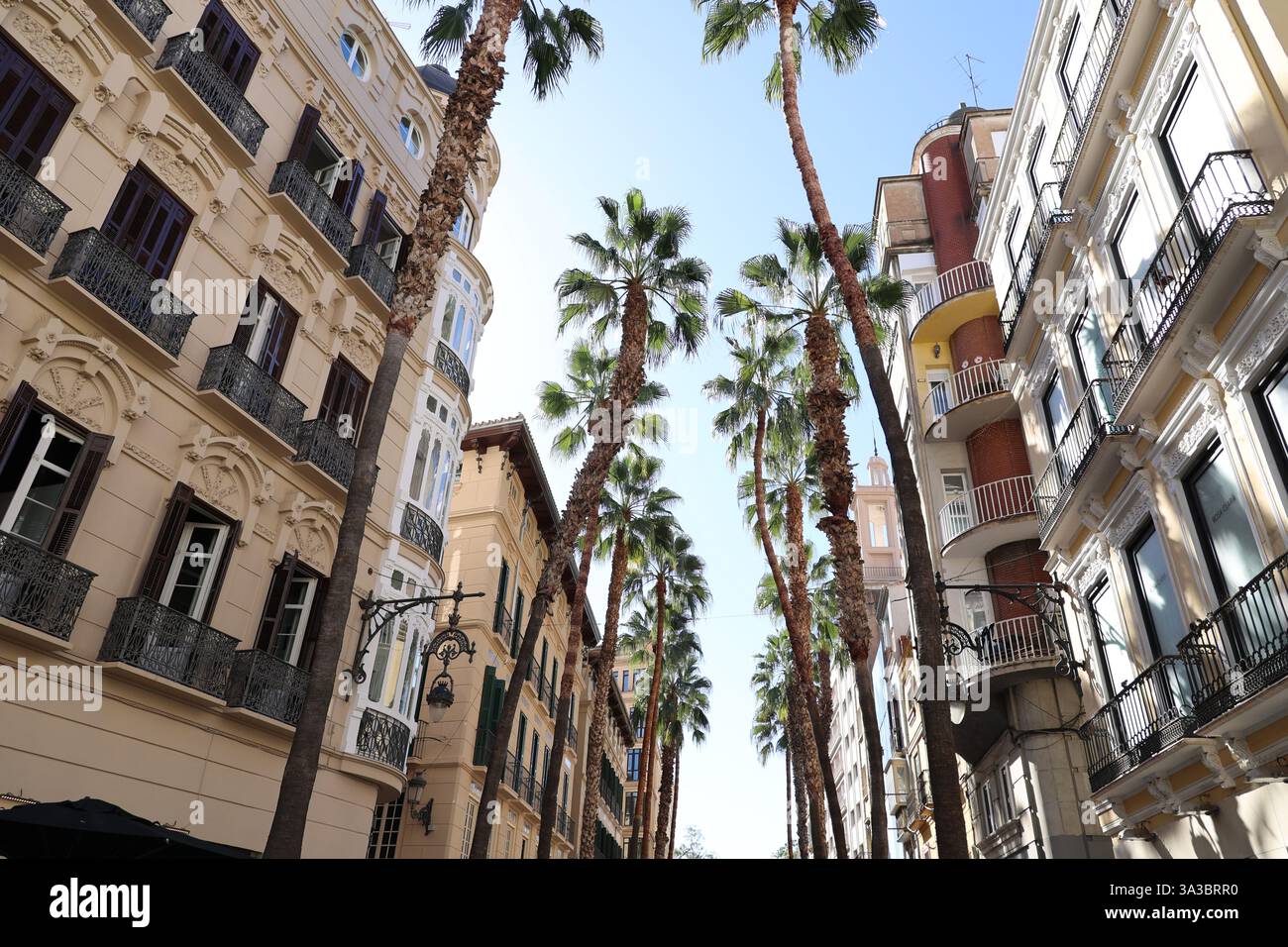 Historic buildings at Constitution Square in Malaga, Andalusia, Spain ...