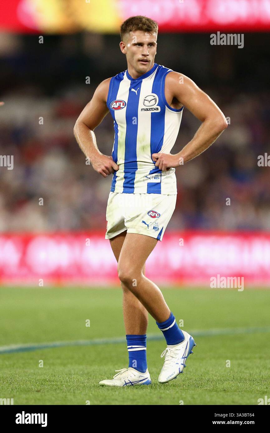 Melbourne, Australia. 15th Mar, 2025. Jacob Konstanty of the Kangaroos ...