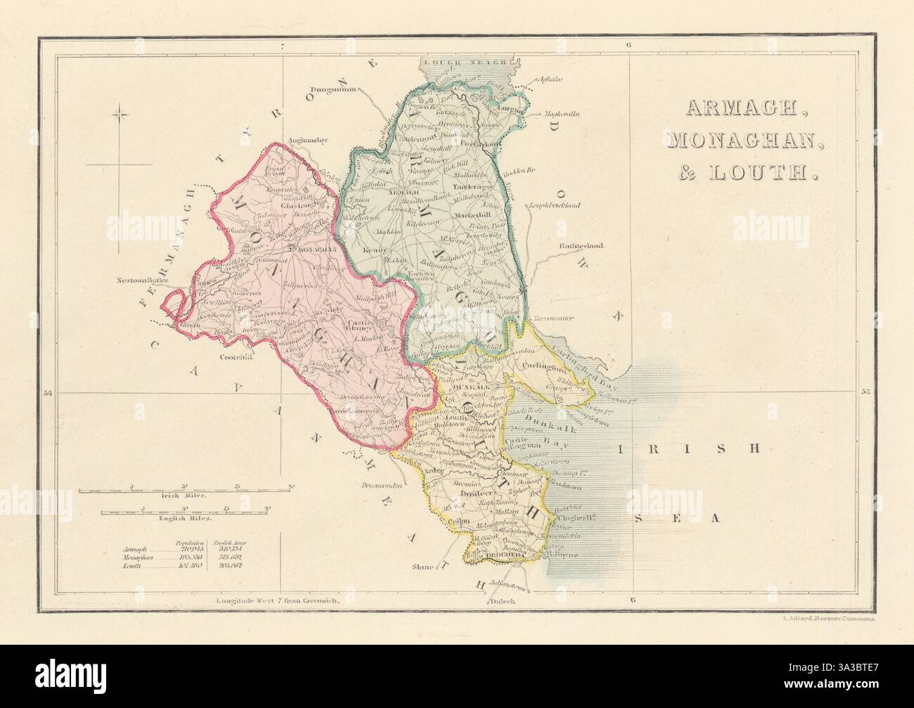 Antique ARMAGH, MONAGHAN & LOUTH county map. ADLARD Northern Ireland ...