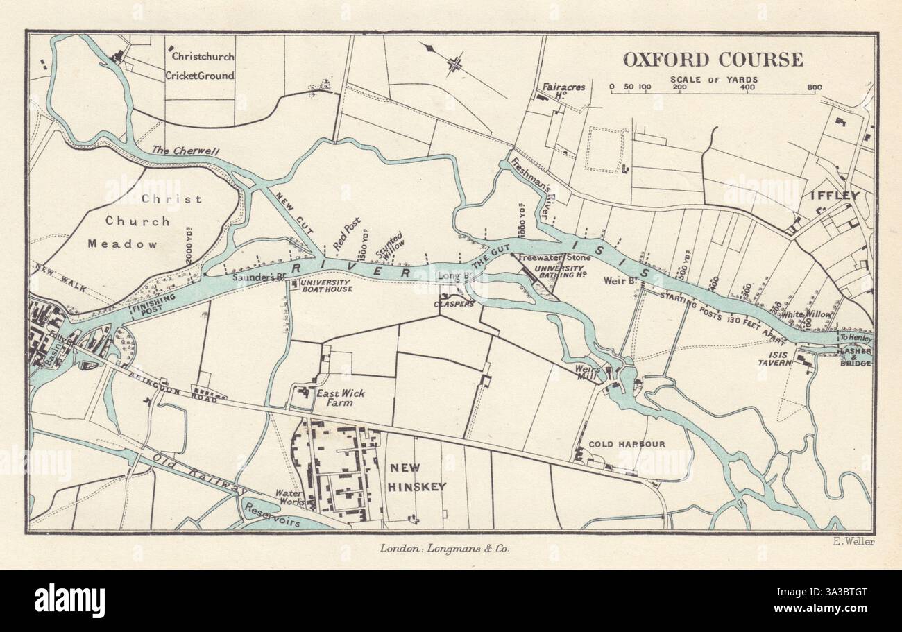 The Oxford University Boat Club rowing course by Edward Weller. Isis ...
