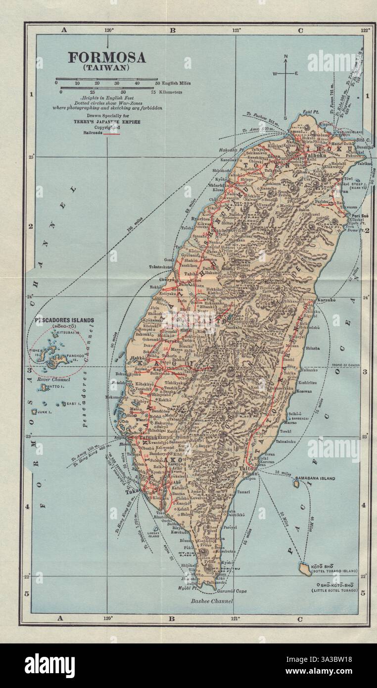 Antique tourist map of Formosa (Taiwan) 1930 old plan chart Stock Photo ...