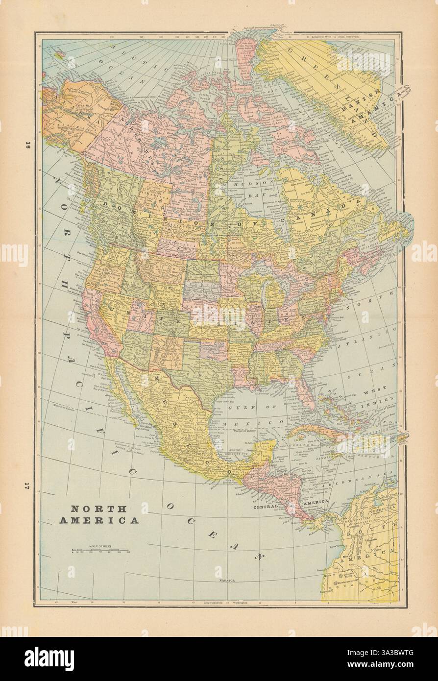 North America. United States Canada Greenland Danish America. CRAM 1894 ...