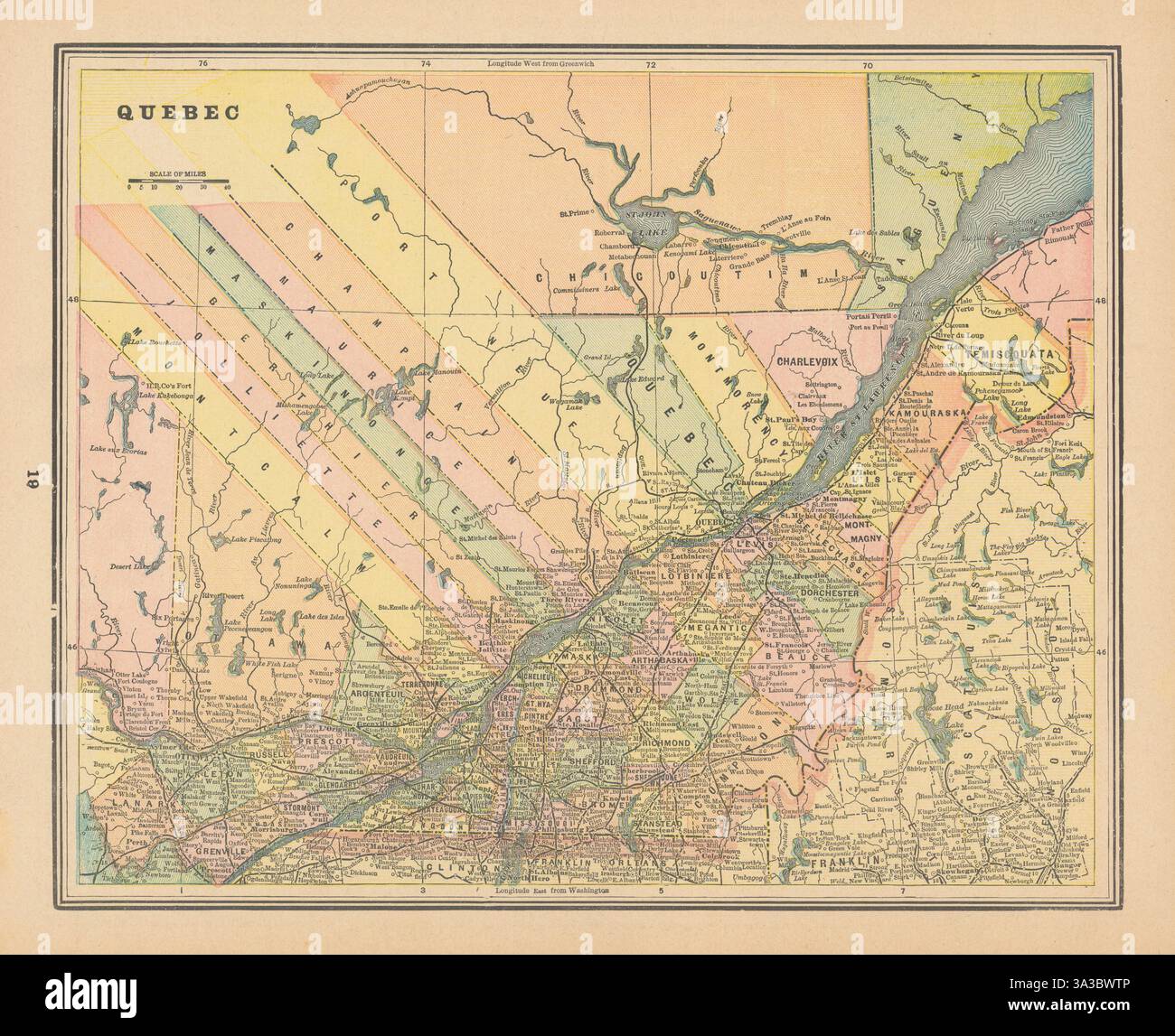 Quebec. St Lawrence River. Canada. CRAM 1894 old antique map plan chart ...