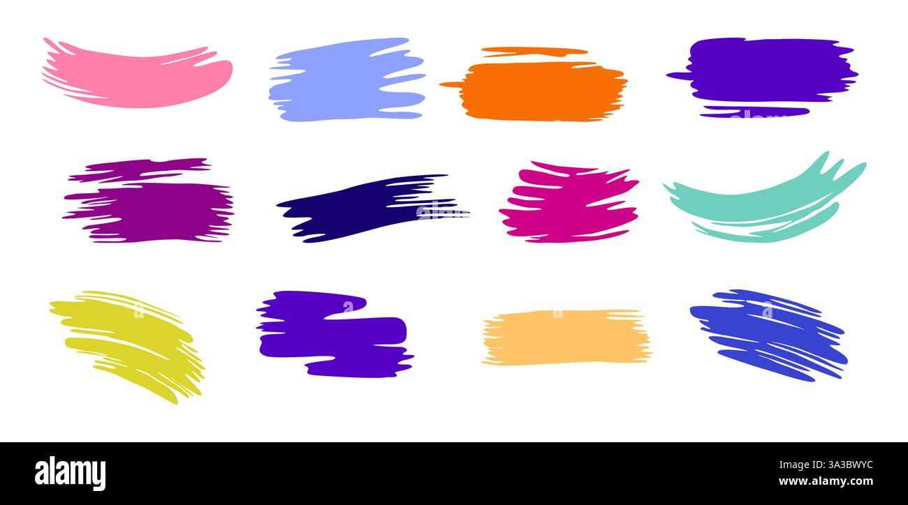 Set of colorful brush strokes different shapes Stock Vector Image & Art ...