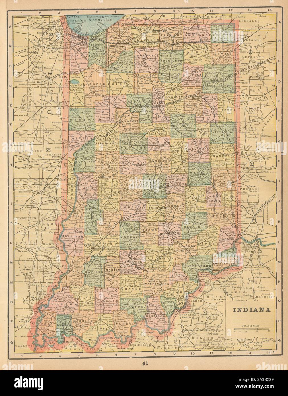 Map of indiana state hi-res stock photography and images - Alamy