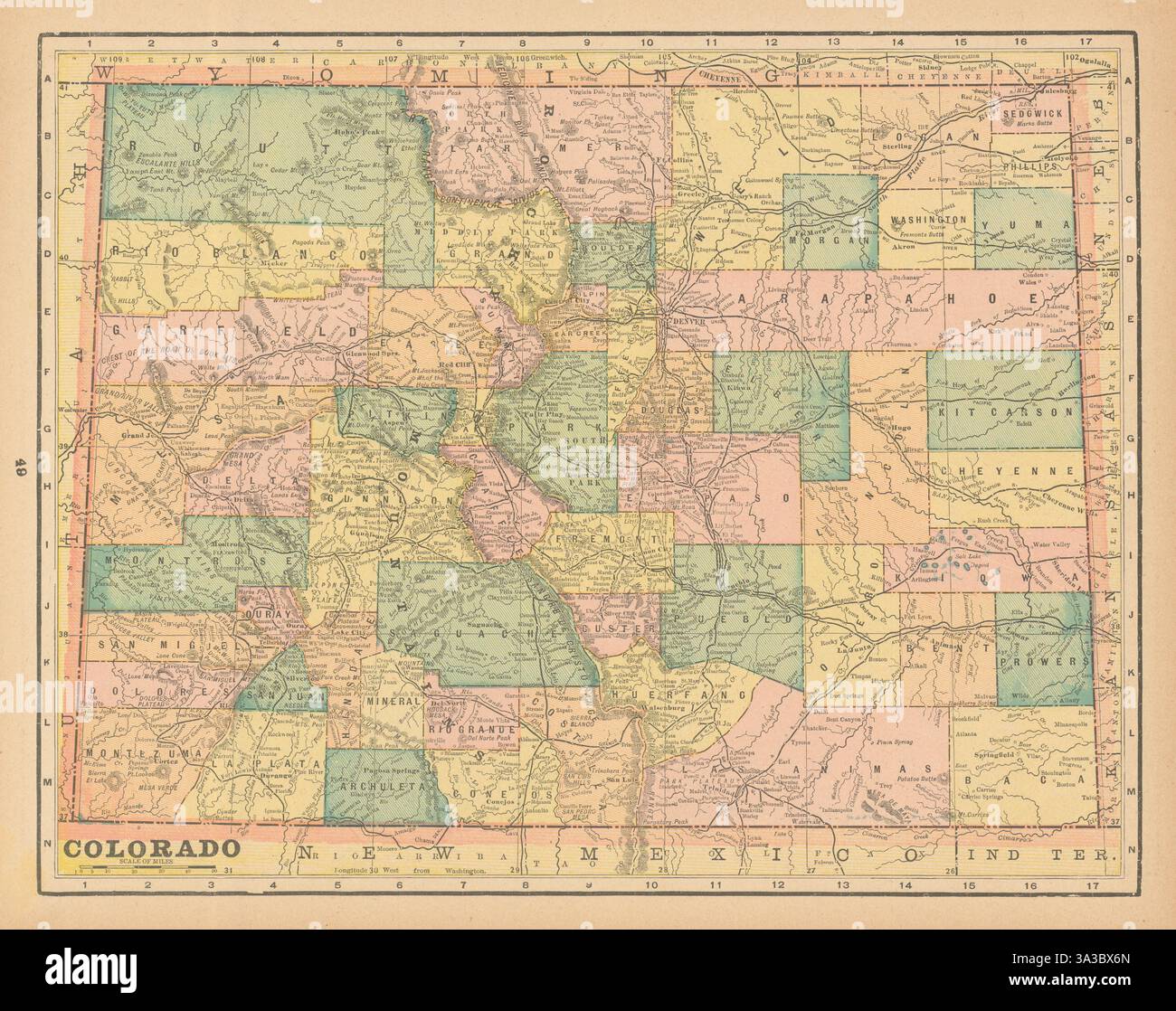 Colorado state map in counties. CRAM 1894 old antique vintage plan ...