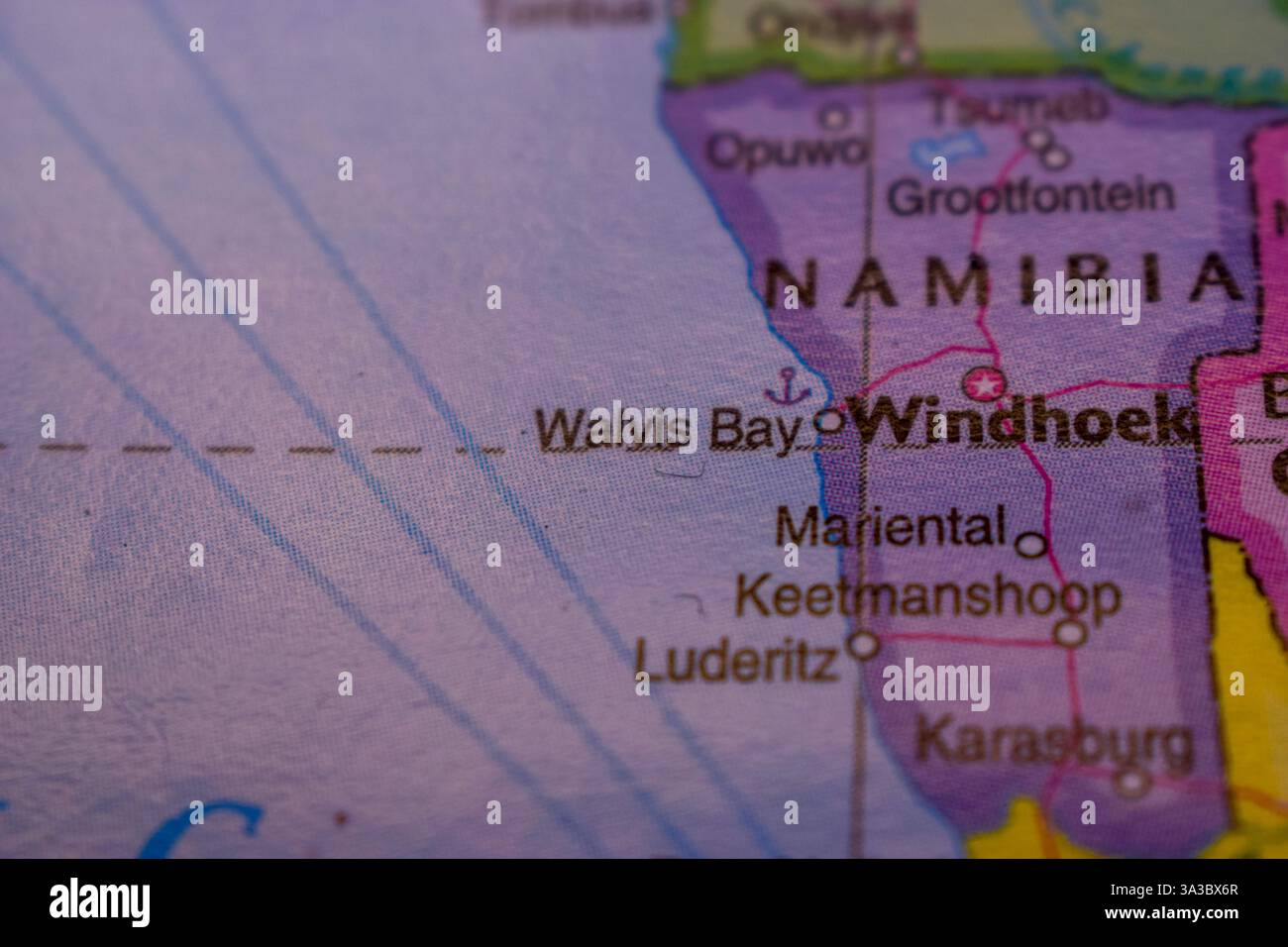 Windhoek On The World Map-Geo Political Map Stock Photo - Alamy