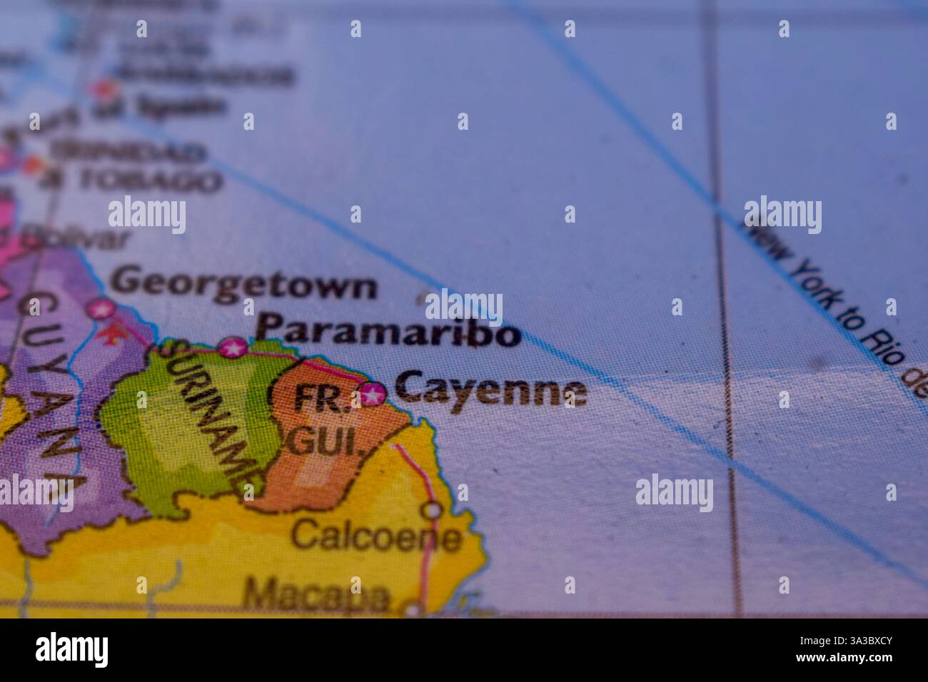 Cayenne On The World Map-Geo Political Map Stock Photo - Alamy