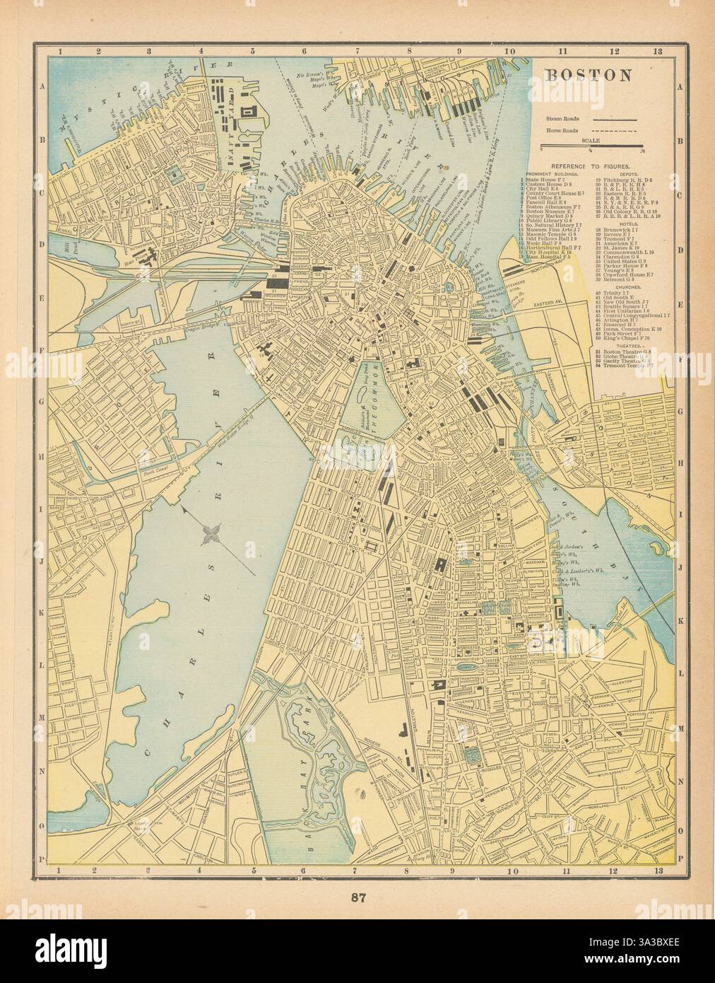 Boston town city plan. Massachusetts. CRAM 1894 old antique map chart ...