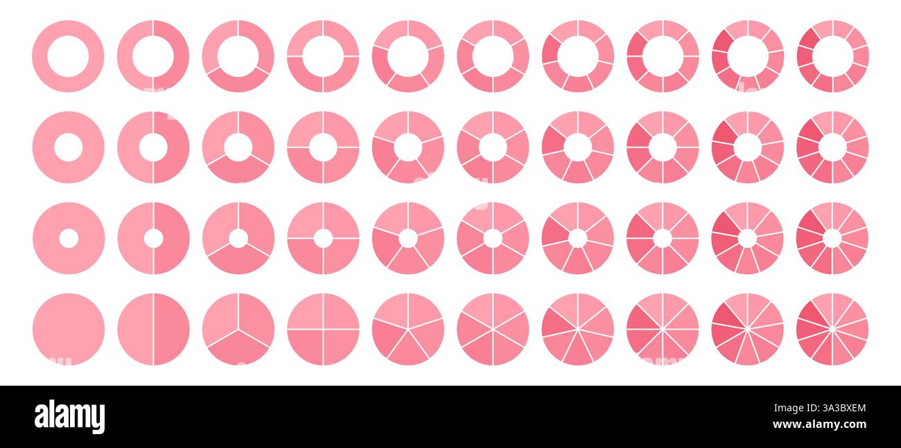 Dividing diagram equal parts from 1 to 10 blue, Cyclical pie chart ...