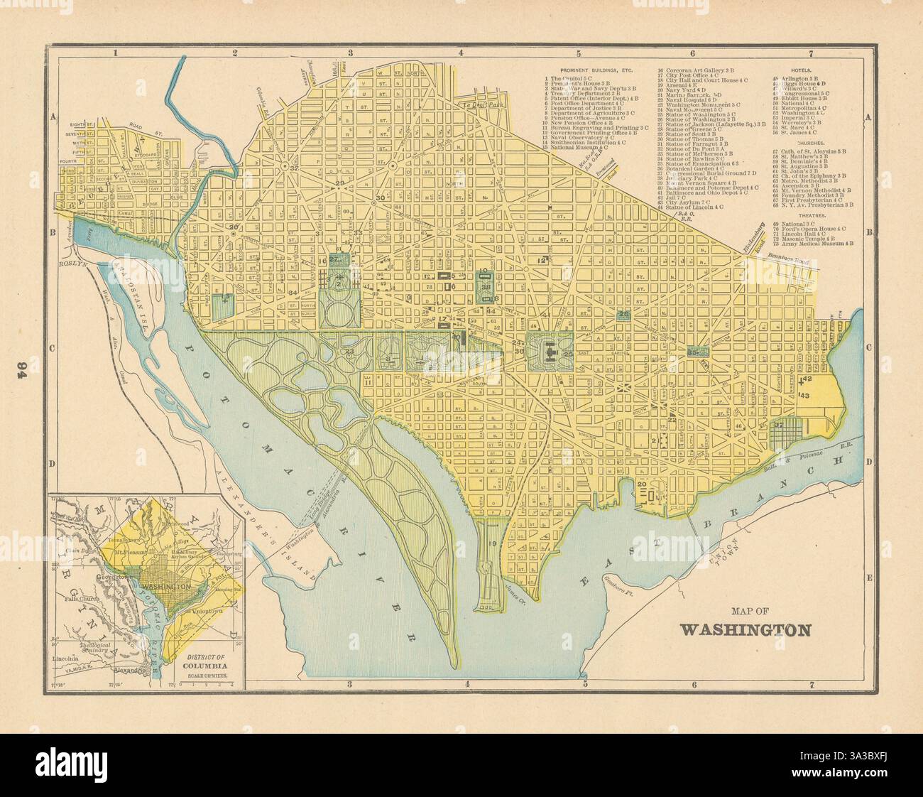 Map of Washington town city plan. Washington DC. CRAM 1894 old antique ...