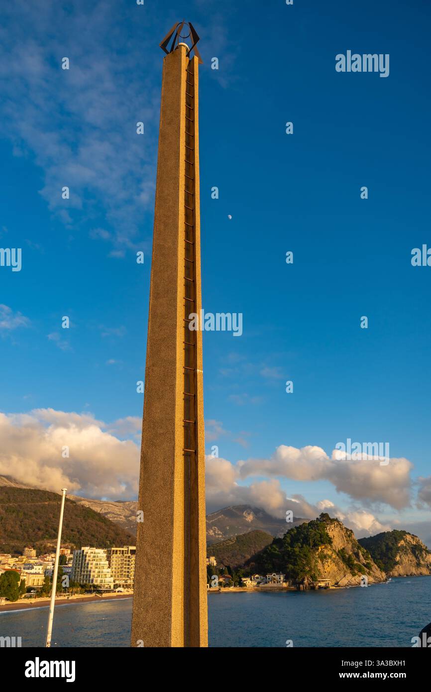 Petrovac, Montenegro - January 9, 2025: Tall monument in Petrovac ...