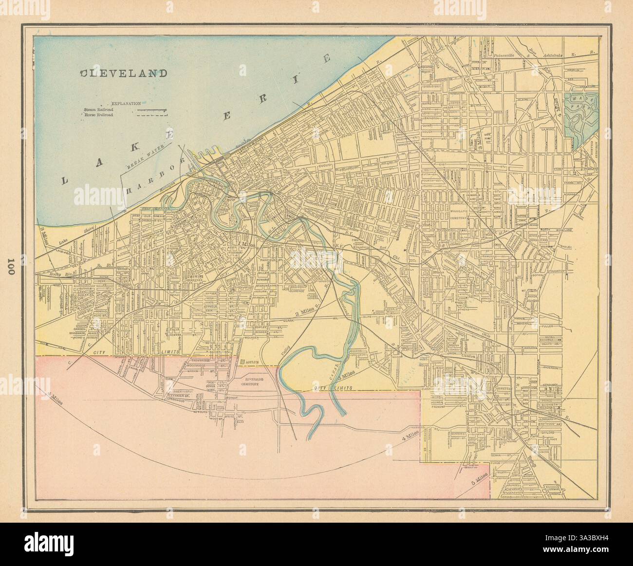 Cleveland town city plan. Ohio. CRAM 1894 old antique vintage map chart ...