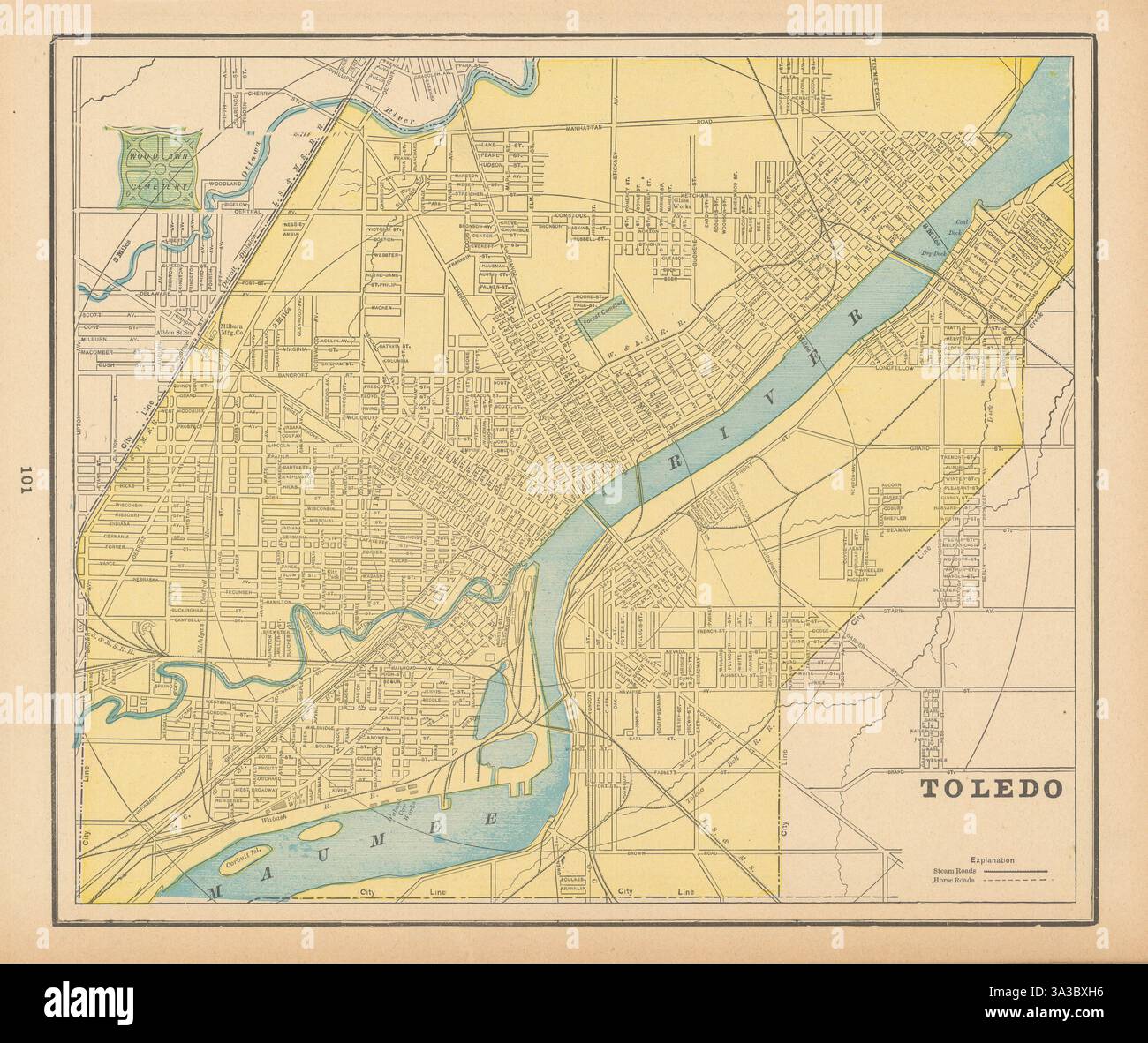 Toledo town city plan. Ohio. CRAM 1894 old antique vintage map chart ...