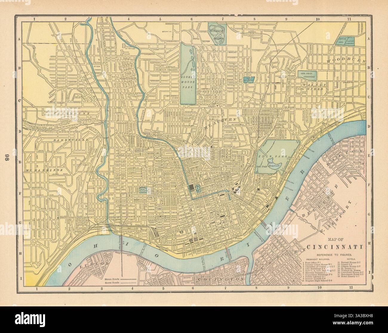 Map of Cincinnati town city plan. Ohio. CRAM 1894 old antique chart ...