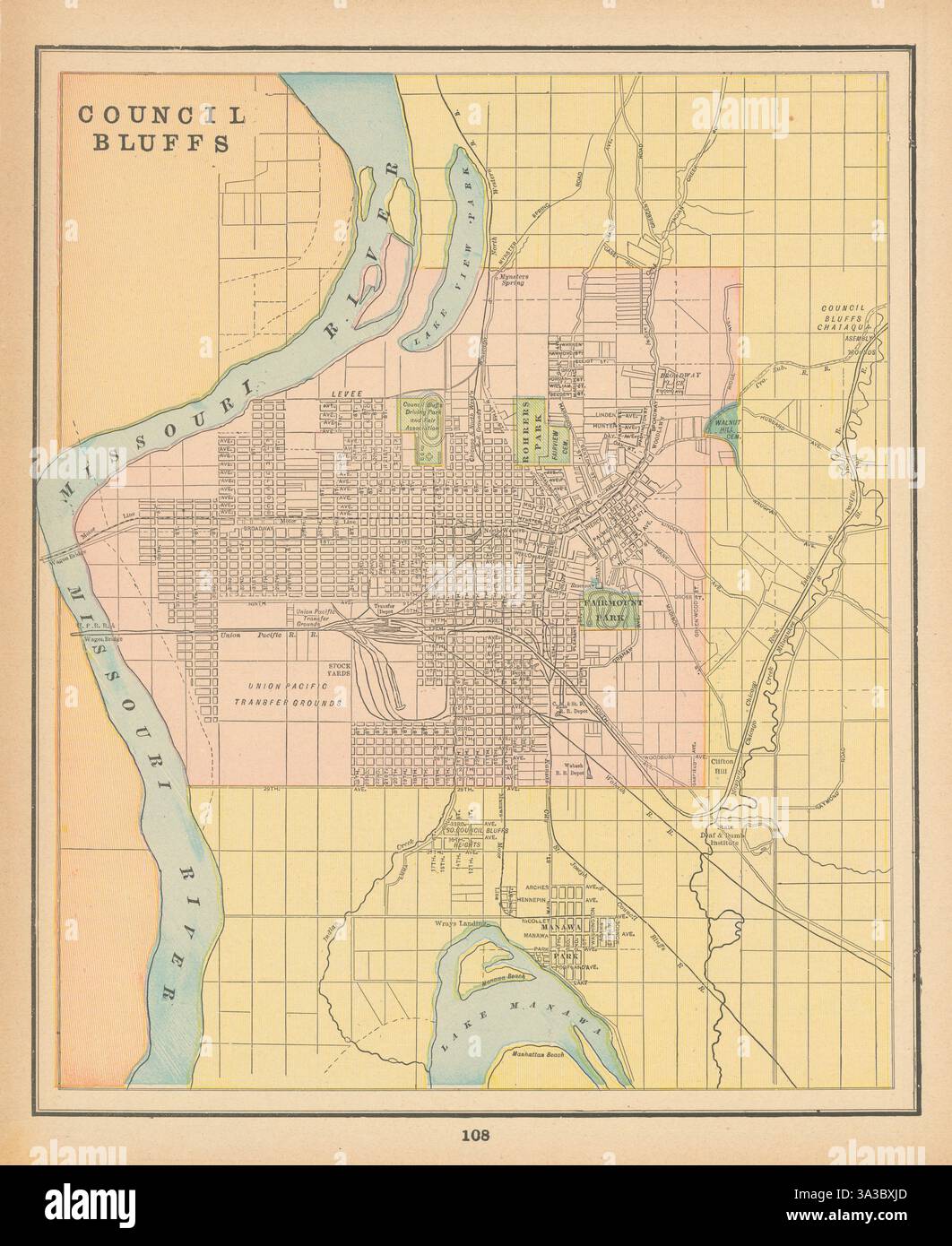 Council Bluffs town city plan. Iowa. CRAM 1894 old antique map chart ...