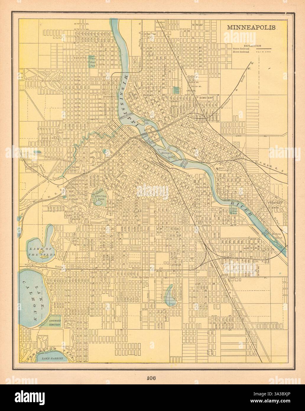 Minneapolis town city plan. Minnesota. CRAM 1894 old antique map chart ...