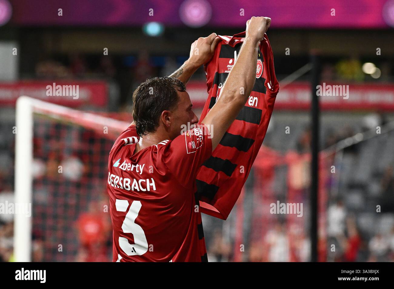 Sydney, Australia. 15th Mar, 2025. Alex Gersbach of the Wanderers holds ...