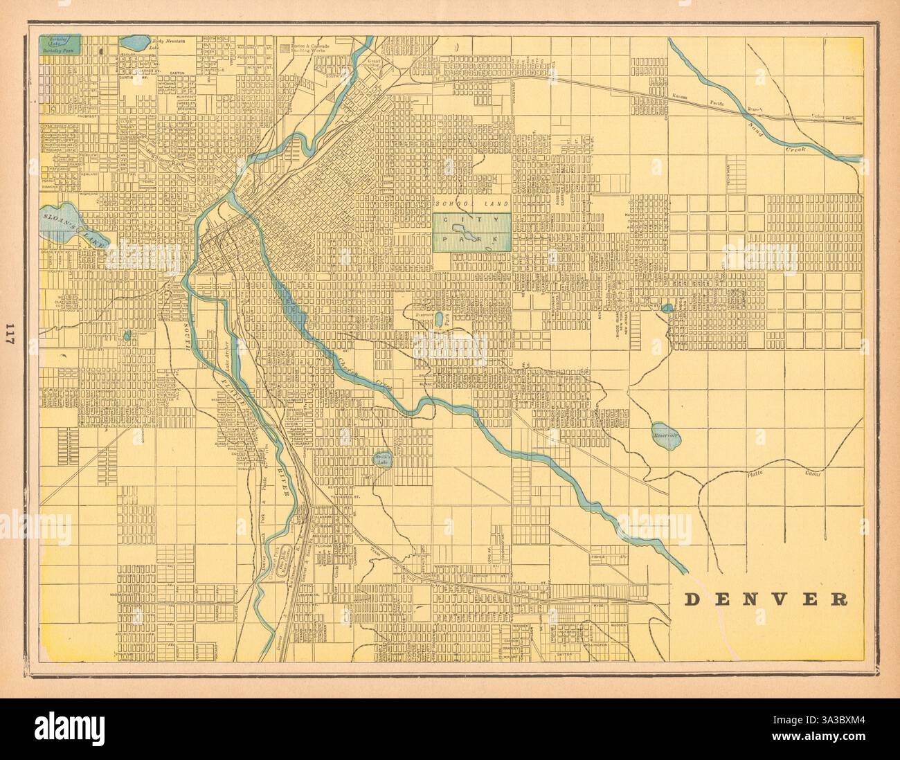 Denver town city plan. Colorado. CRAM 1894 old antique vintage map ...
