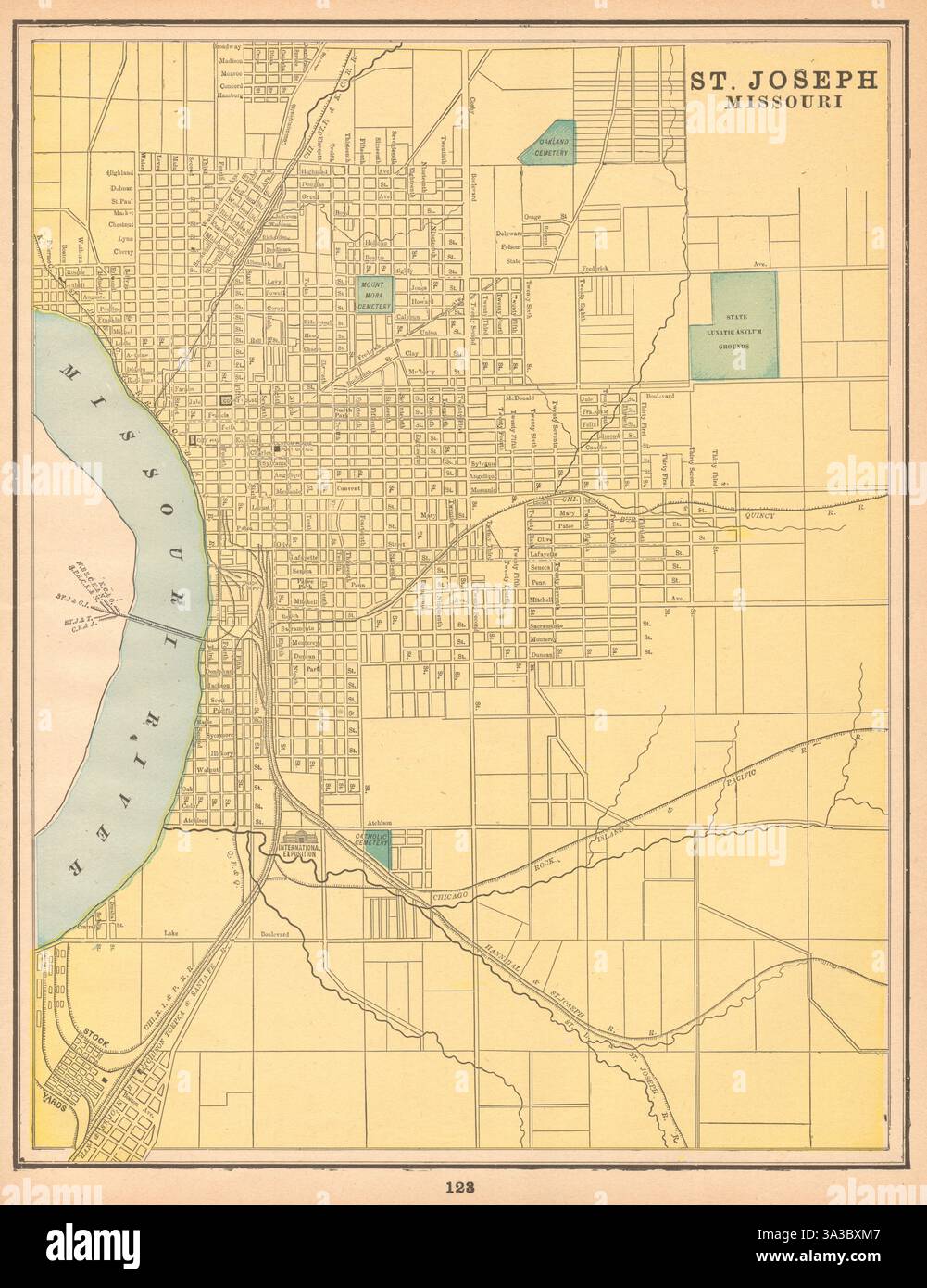 Saint Joseph town city plan. Missouri. CRAM 1894 old antique map chart ...
