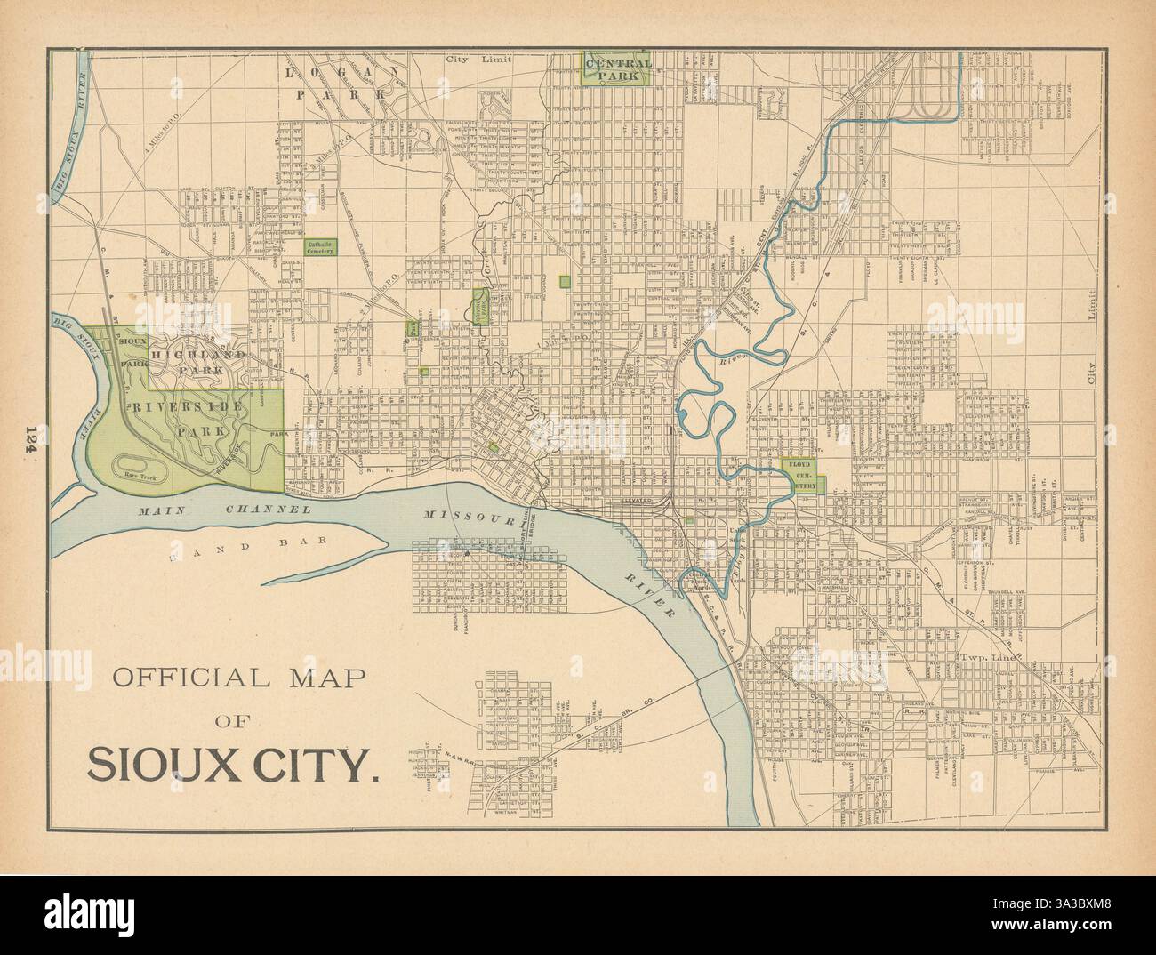 Official Map of Sioux City town plan. Iowa. CRAM 1894 old antique chart ...