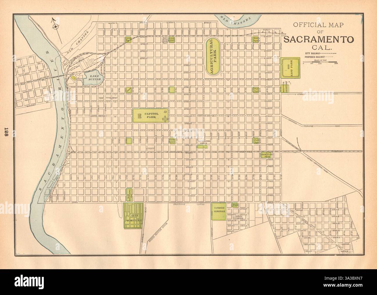 Official map of Sacramento town city plan. California. CRAM 1894 old ...
