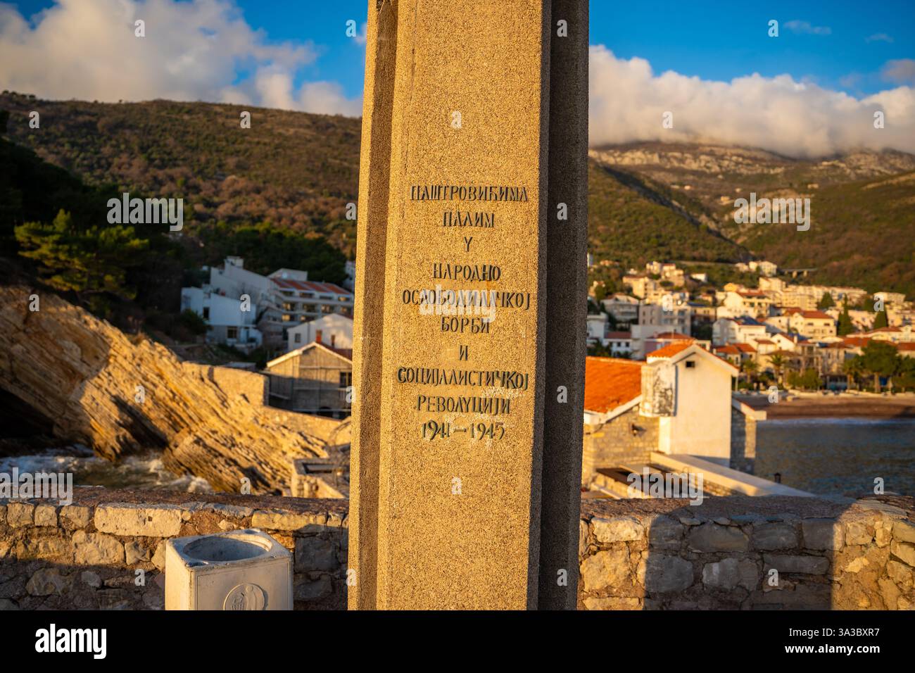 Petrovac, Montenegro - January 9, 2025: Tall monument in Petrovac ...