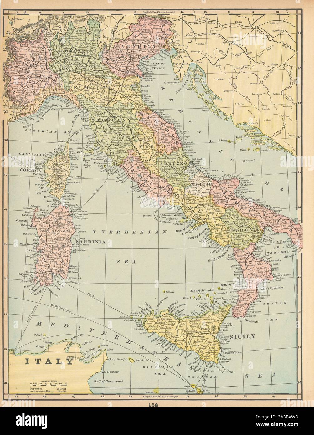 Italy in provinces. CRAM 1894 old antique vintage map plan chart Stock ...